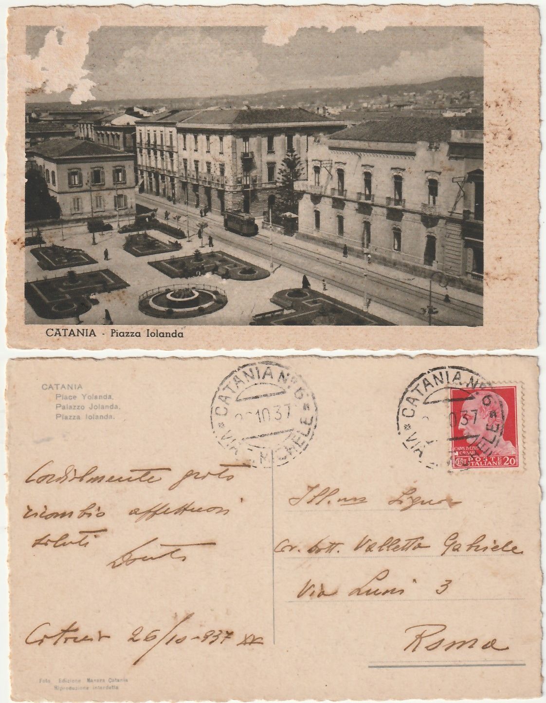 Catania - Piazza Iolanda - Viagg. 1937 -71384-