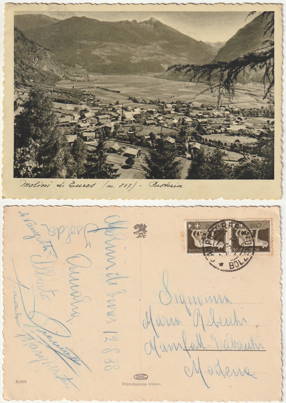 Molini Di Tures - Pusteria - Bolzano - Viagg. 1938 -73803-