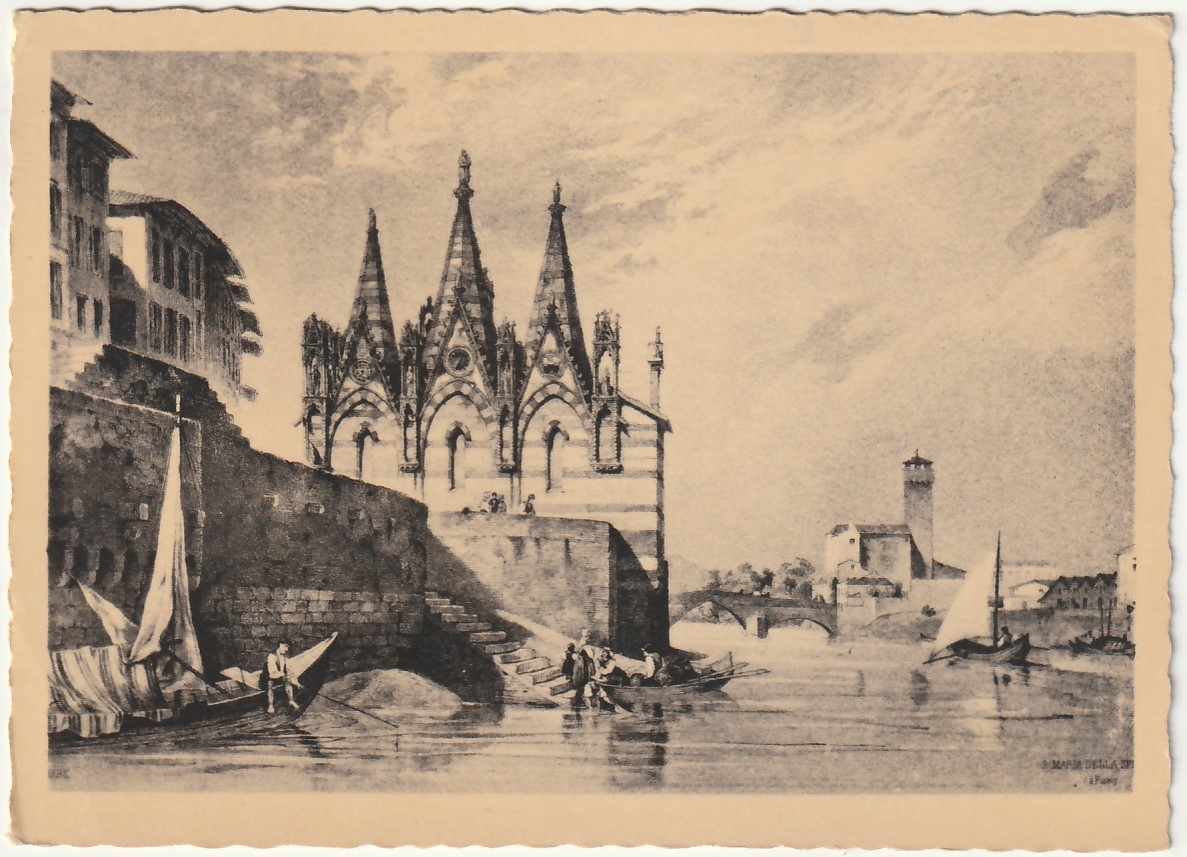 Pisa - S. Maria Della Spina Da Una Litografia Del 1840 - Viagg. 1954 -71548-