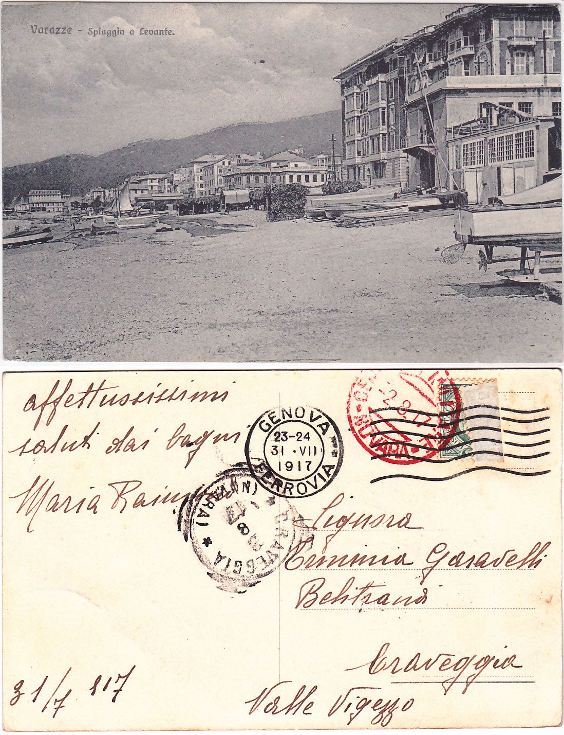 Varazze - Savona - Spiaggia A Levante - Viagg. 1917 -86974-