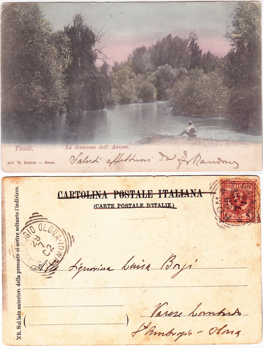 Tivoli - Roma - La Divisione Dell'aniene - Viagg. 1902 -87485-