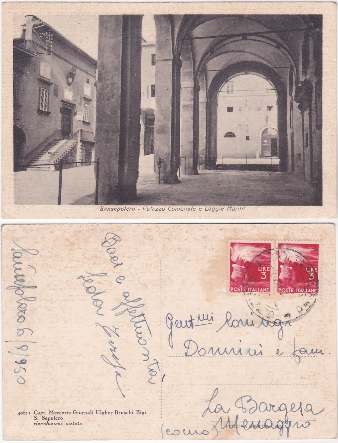 Sansepolcro - Arezzo - Palazzo Comunale E Loggie Marini - Viagg. 1950 -87738-