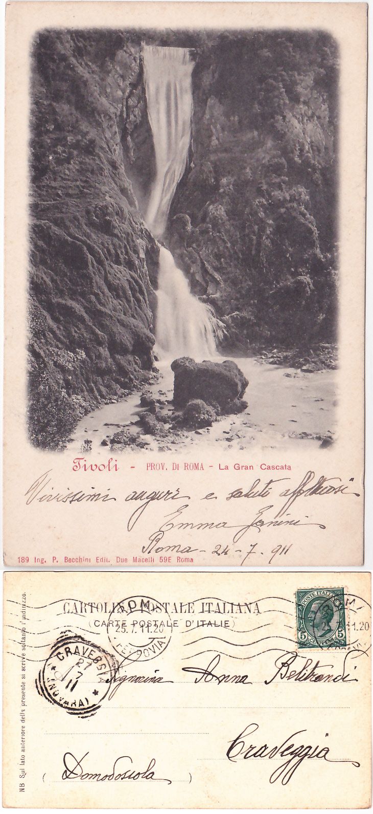 Tivoli - Roma - La Gran Cascata - Viagg. 1911 -87818-