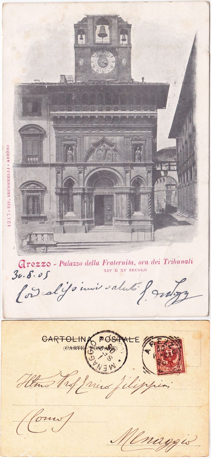 Arezzo - Palazzo Della Fraternita, Ora Dei Tribunali - Viagg. 1905 -87885-