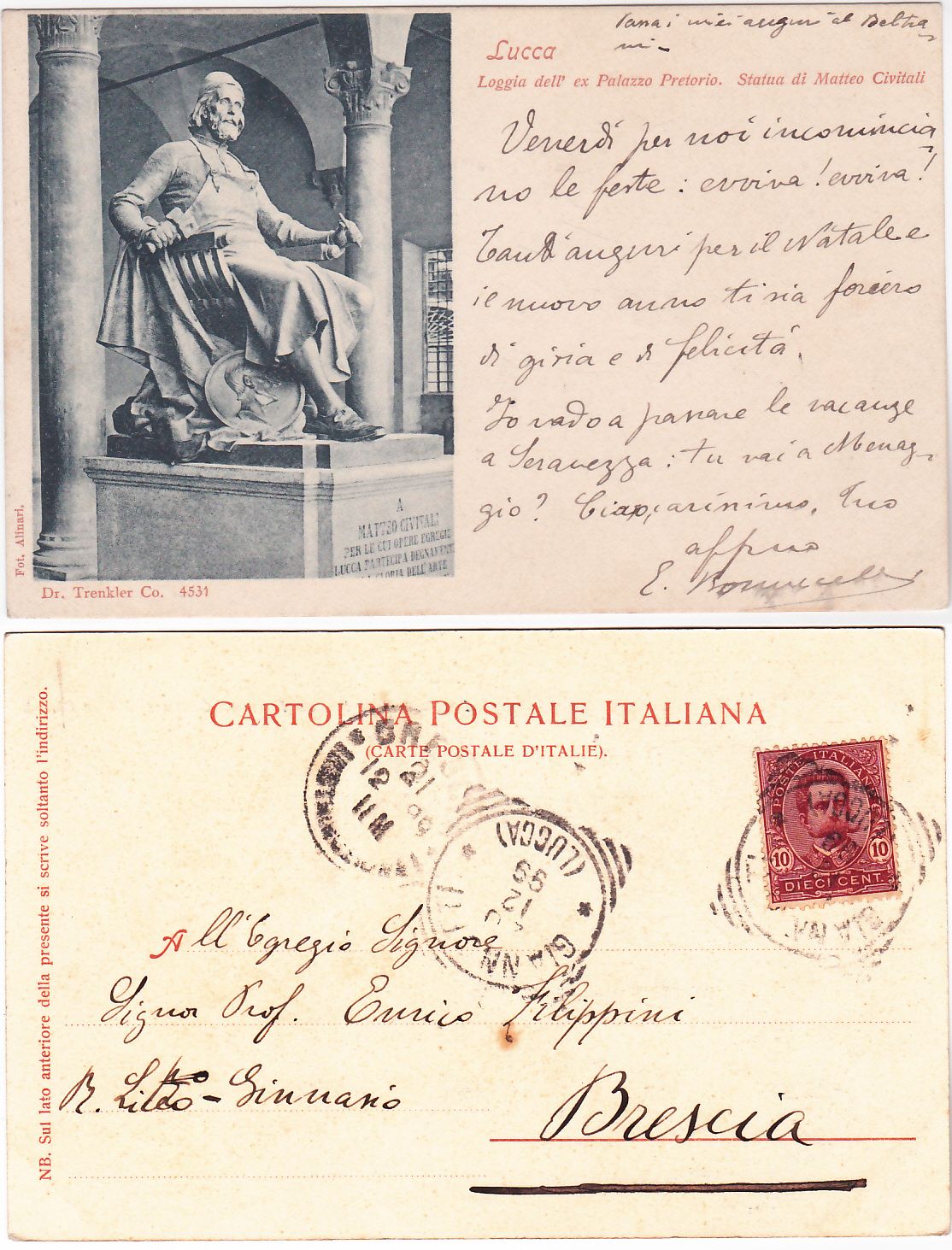 Lucca - Loggia Dell'ex Palazzo Pretorio -Statua Di Matteo Civitali-Viagg. -87890