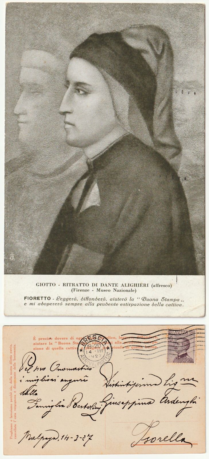 Firenze - Museo Nazionale - Giotto - Ritratto Di Dante Alighieri - Viagg. -88893