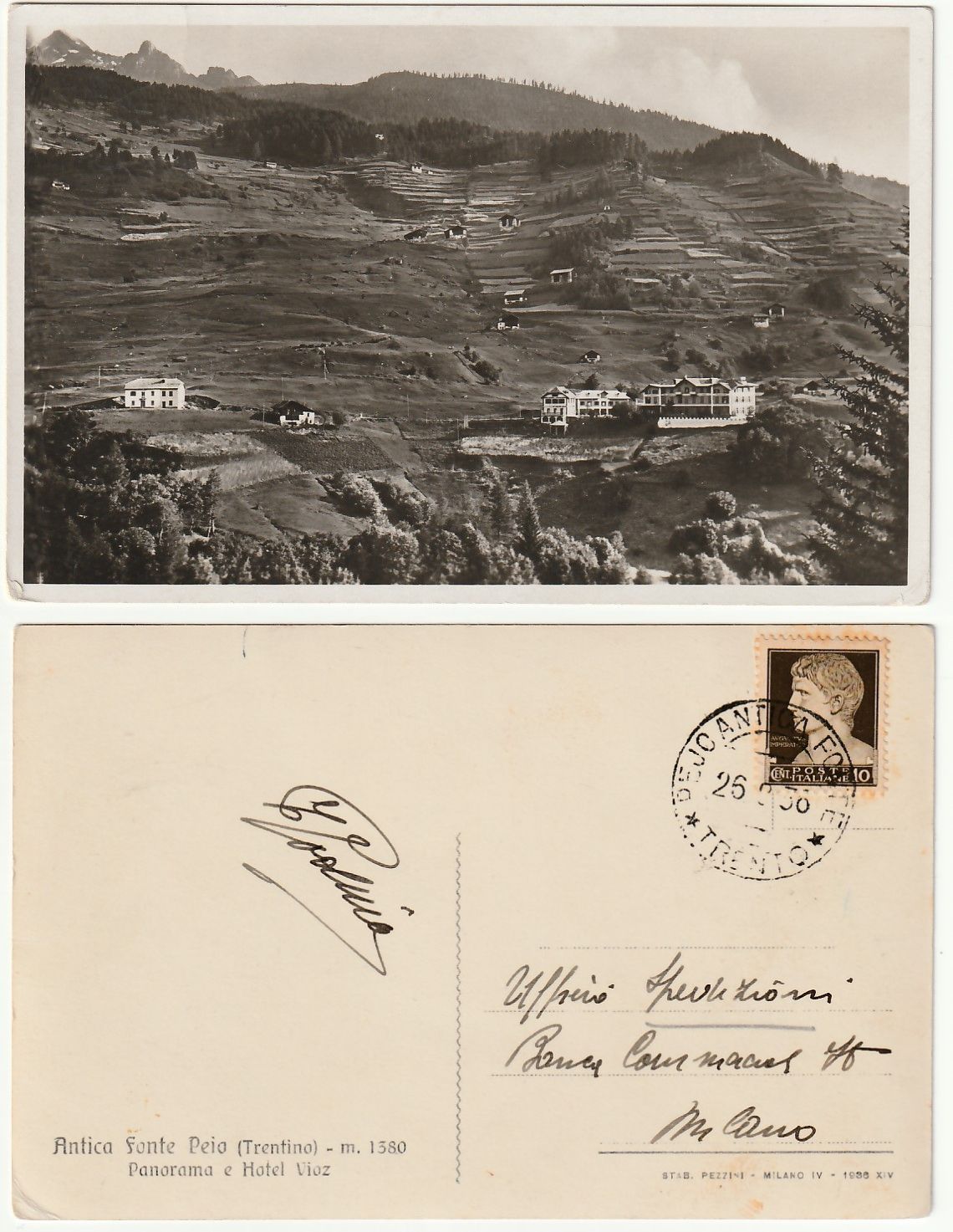 Antica Fonte Peio - Trento - Panorama E Hotel Vioz - Viagg. 1936 -88949-