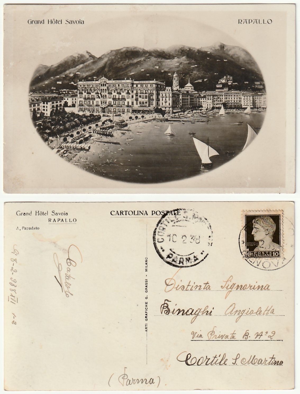 Rapallo - Genova - Grand Hotel Savoia - Viagg. 1938 -89037-