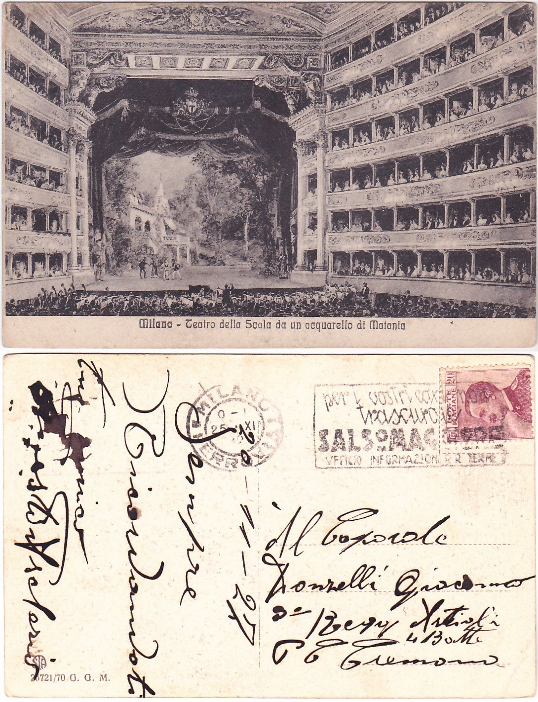 Milano - Teatro Della Scala Da Un Acquarello Di Matania - Viagg. -90730-