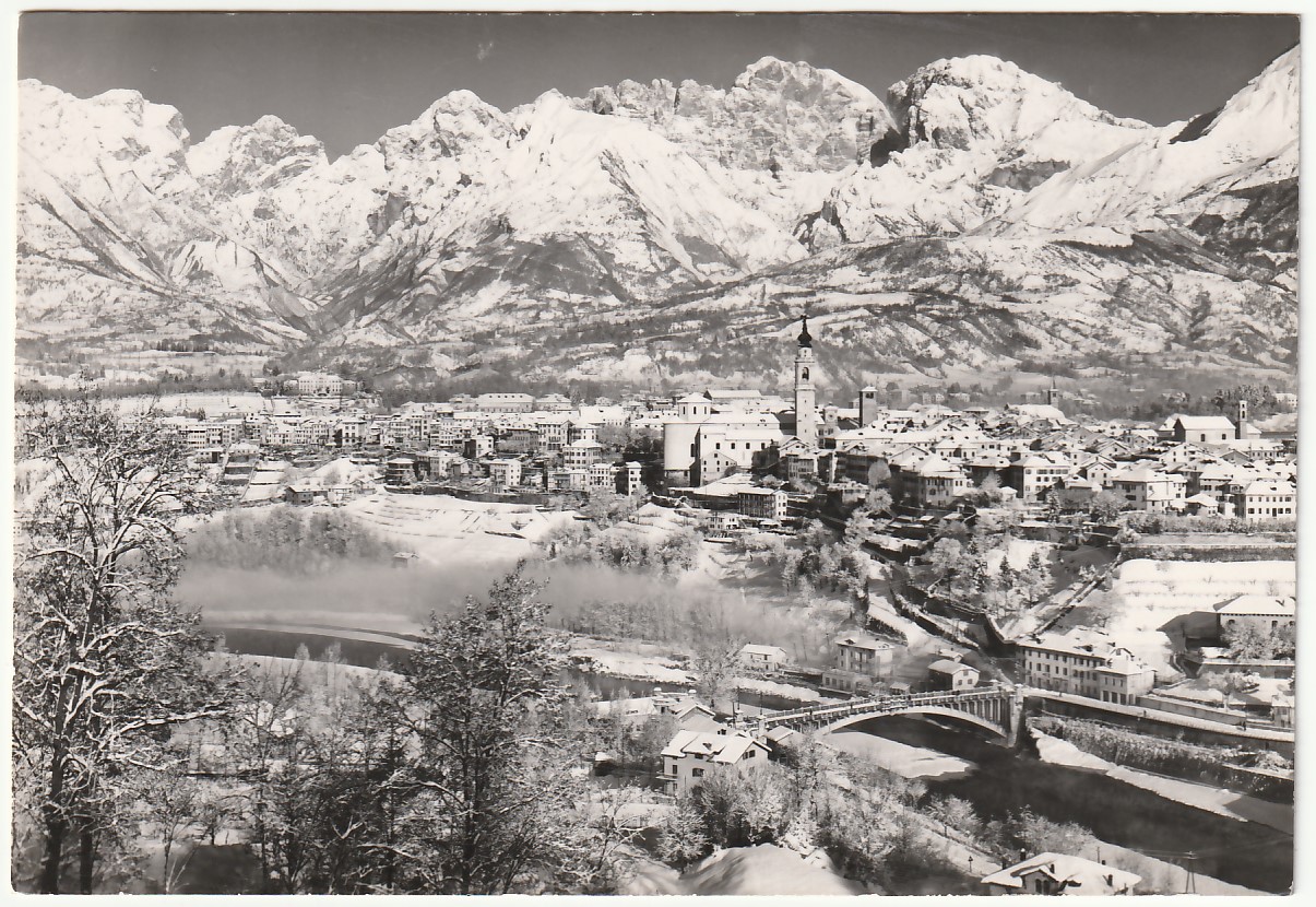 Belluno - Panorama - Neve - Nevicata - Viagg. 1954 -91238-