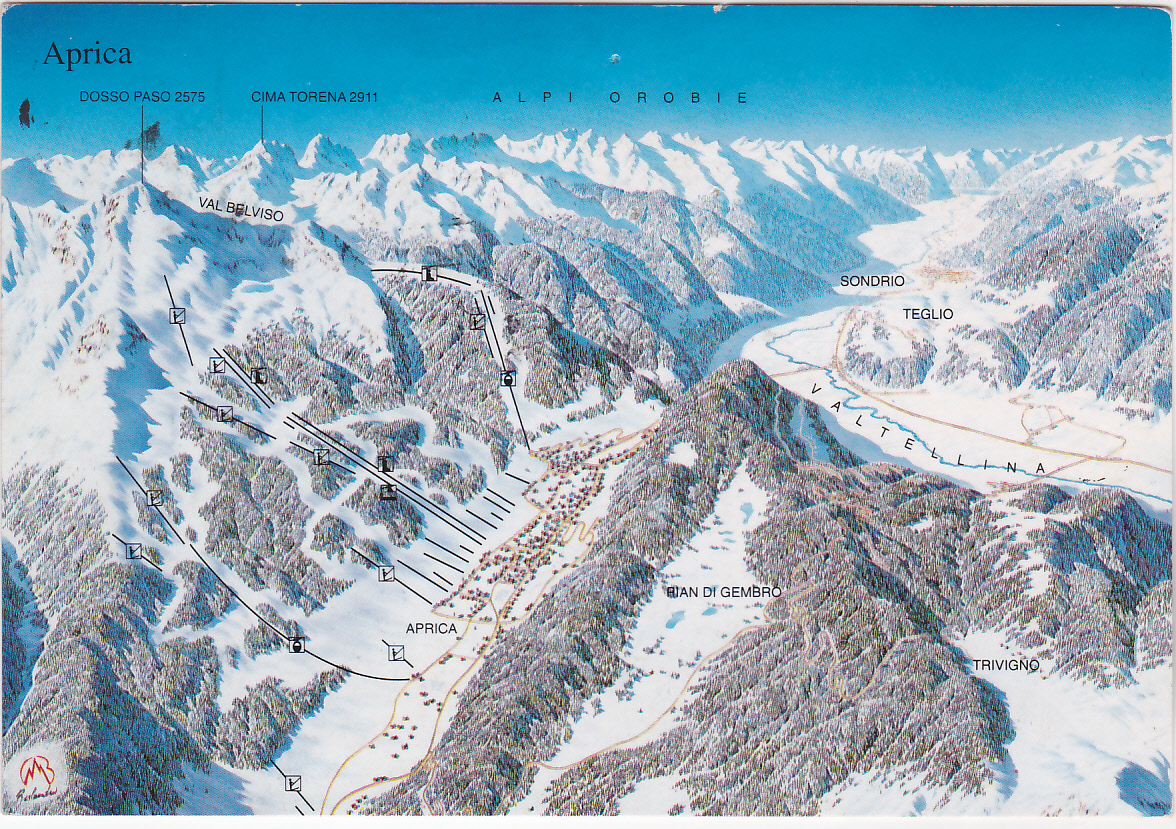 Valtellina - Aprica - Sondrio - Cartolina Cartina Geografica - Viagg. -86485-